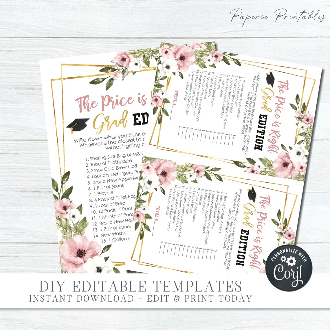 Editable Graduation Party Games Price is Right Graduation - Etsy