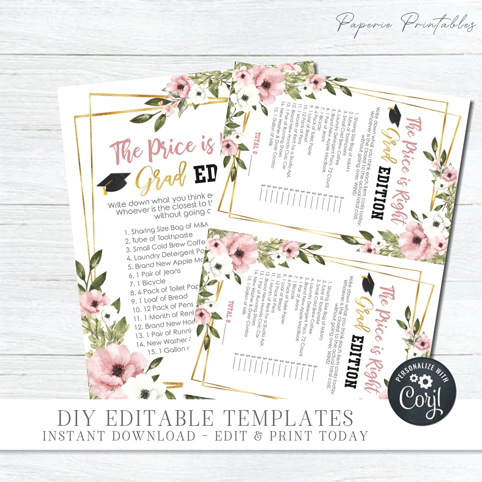 Editable Graduation Party Games Price is Right Graduation - Etsy