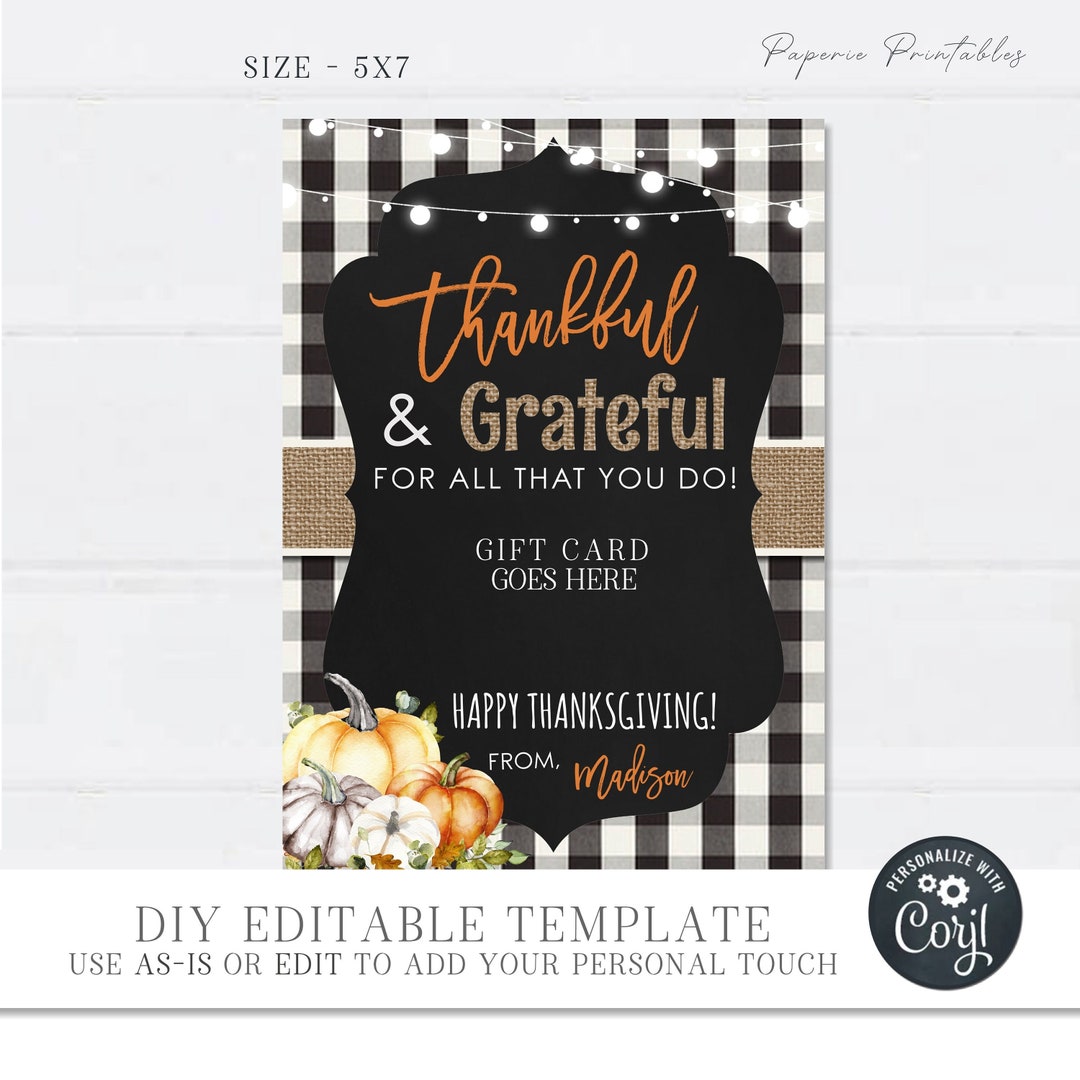 Editable Thanksgiving Gift Card Holder: Thanks a Latte (digital ...