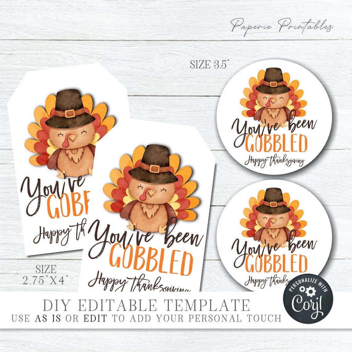 EDITABLE You've Been Gobbled Thanksgiving Printable - Etsy