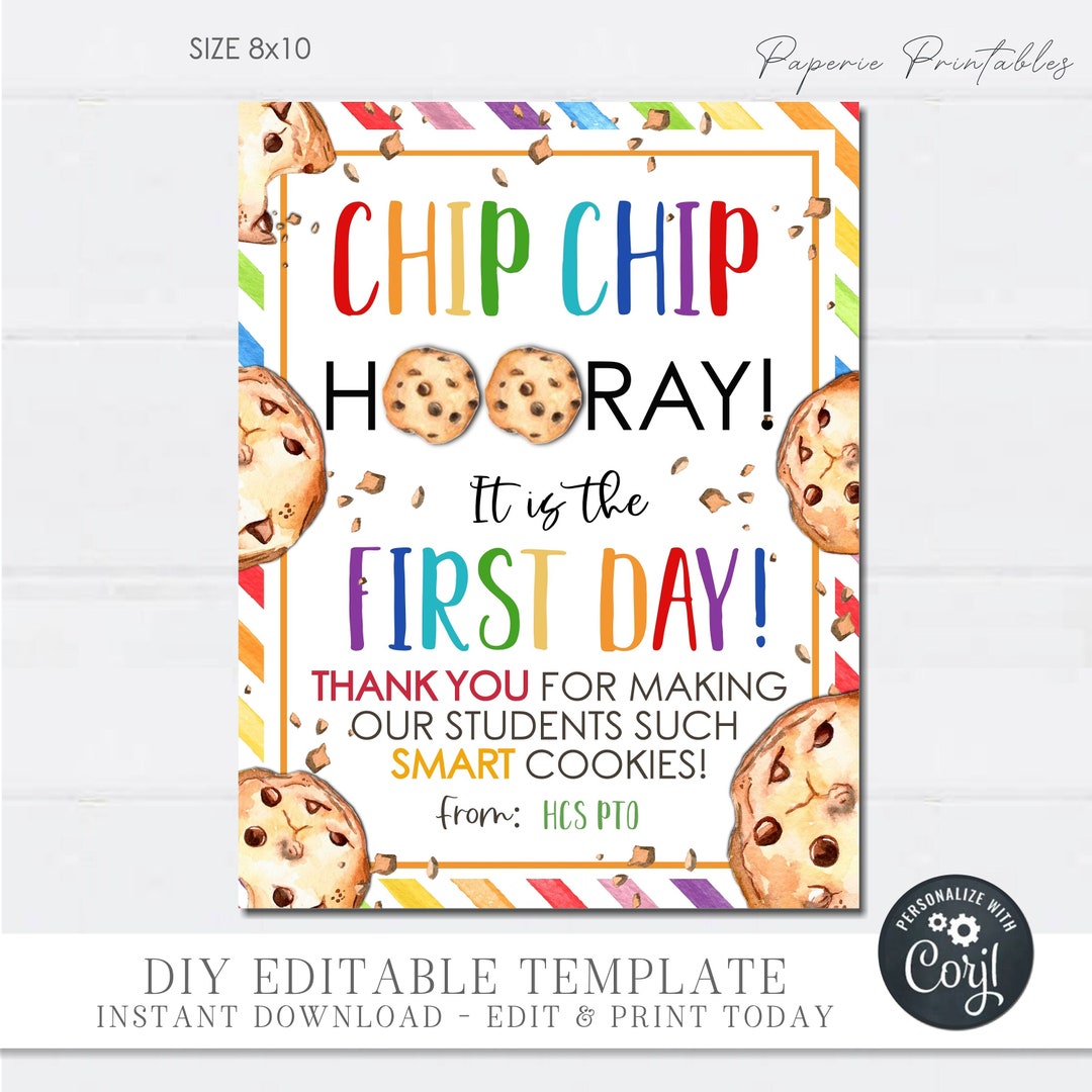 EDITABLE First Day of School Cookie Sign, Teacher First Day Cookie Sign ...