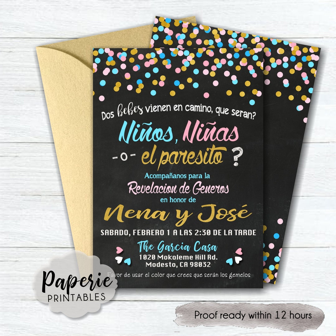 Spanish Gender Reveal Party Invitation Gender Reveal Party Invitation ...