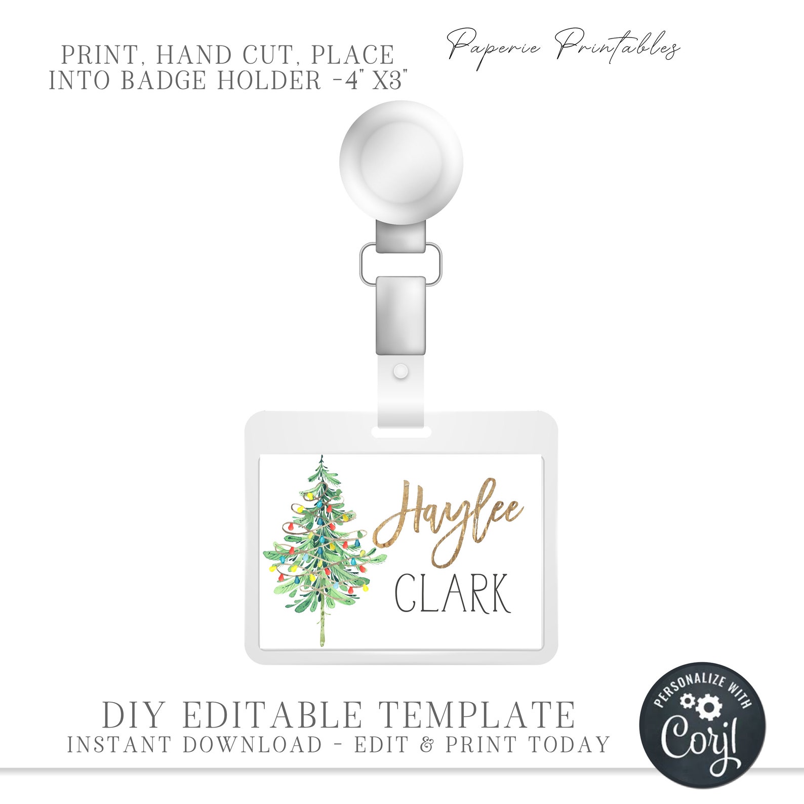 Editable Christmas Name Tag Labels, Name Tags, Holiday Name Tag Labels ...