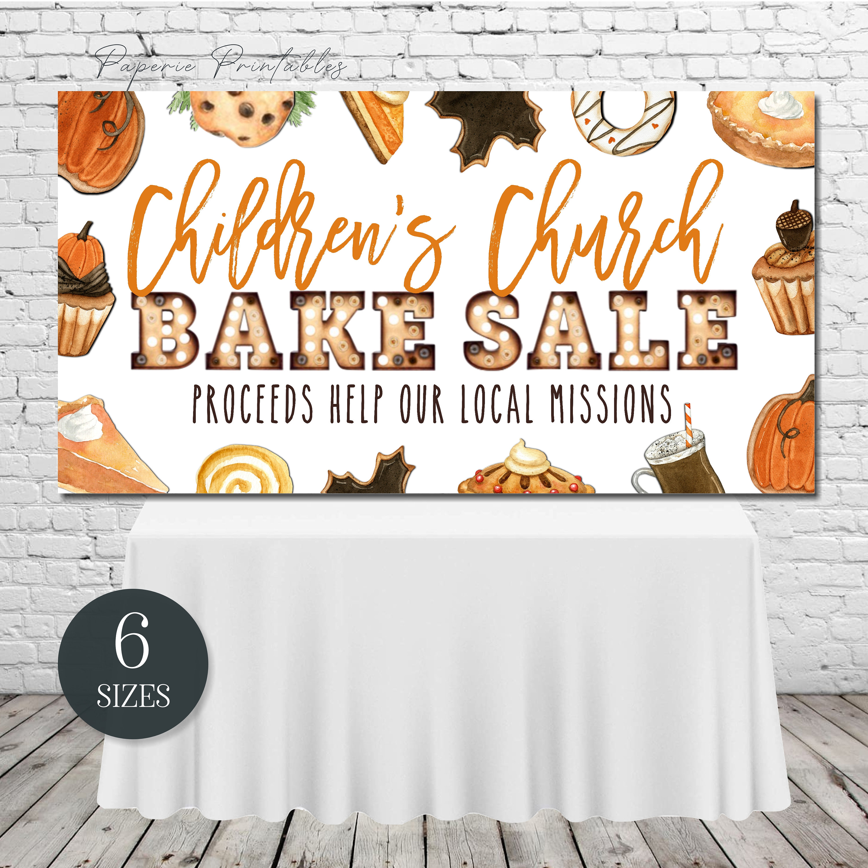 EDITABLE Thanksgiving Bake Sale Backdrop, Bake Sale Banner, Church Bake ...