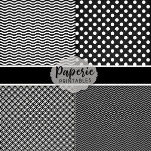 Black & White Pattern Digital Paper - 12x12 Digital Scrapbooking Paper ...