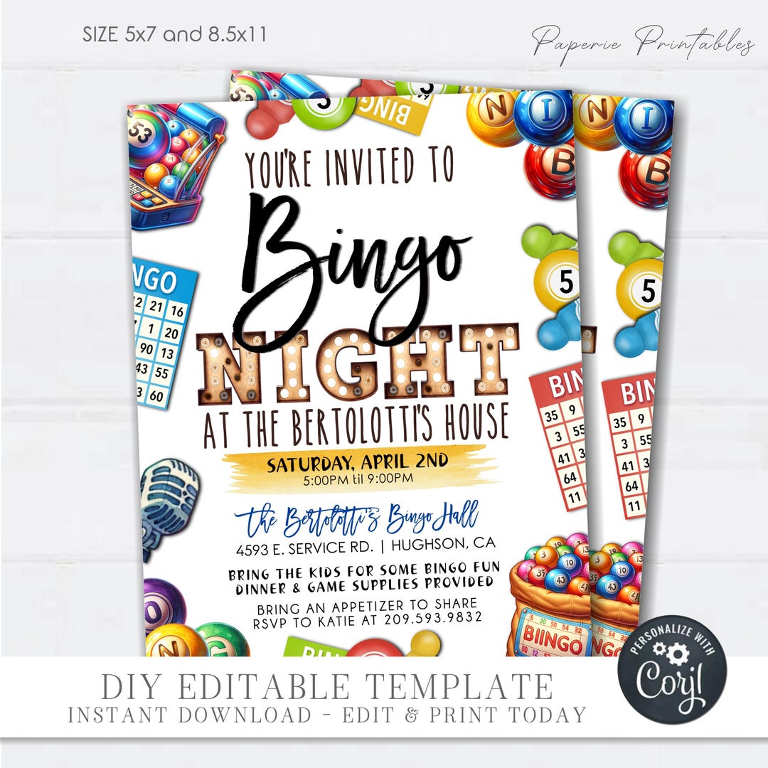 EDITABLE Bingo Night Fundraising Flyer, Bingo Night Template, Bingo ...