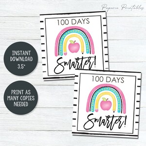 100 Days Smarter Gift Tag: Editable School Gift Card (digital Download ...