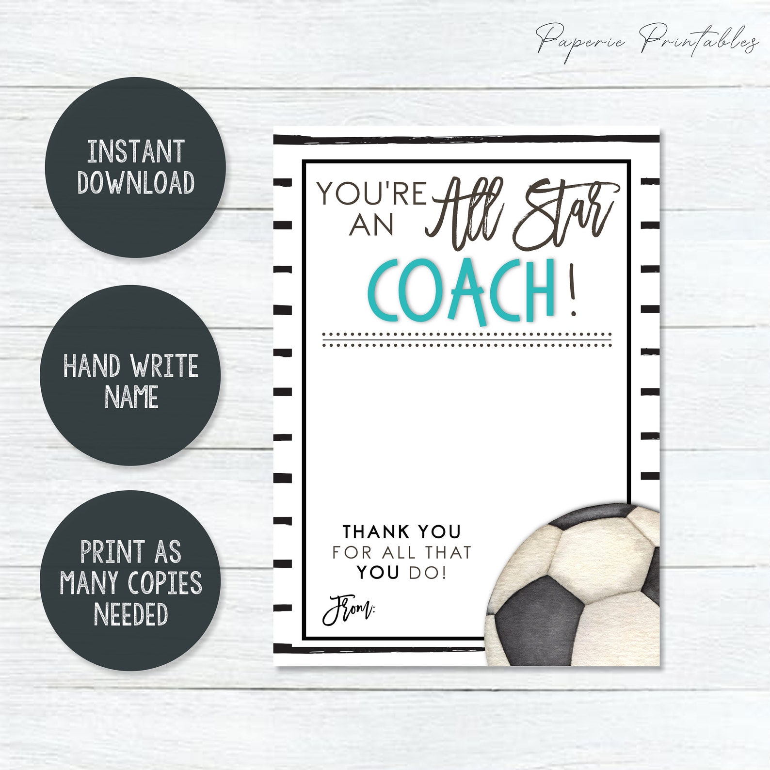 EDITABLE Soccer Coach Appreciation Gift Card Holder, Coach Appreciation ...