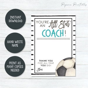 EDITABLE Soccer Coach Appreciation Gift Card Holder, Coach Appreciation ...