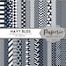 Navy & White Pattern Digital Paper 12x12 Digital Scrapbooking Paper 30 ...