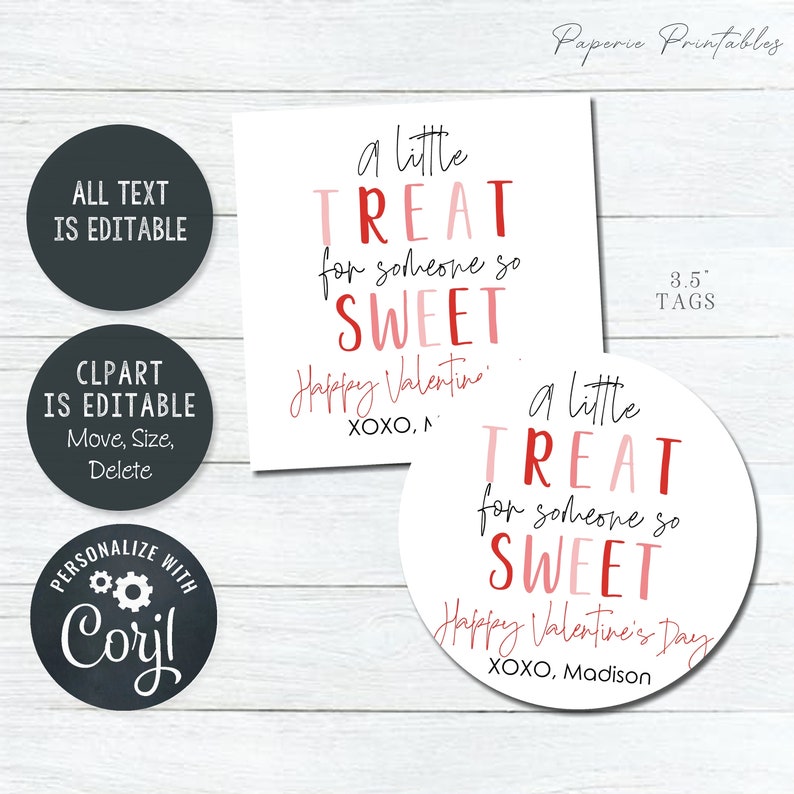 Editable Valentine's Day Gift Tag, A Little Treat for Someone Sweet ...