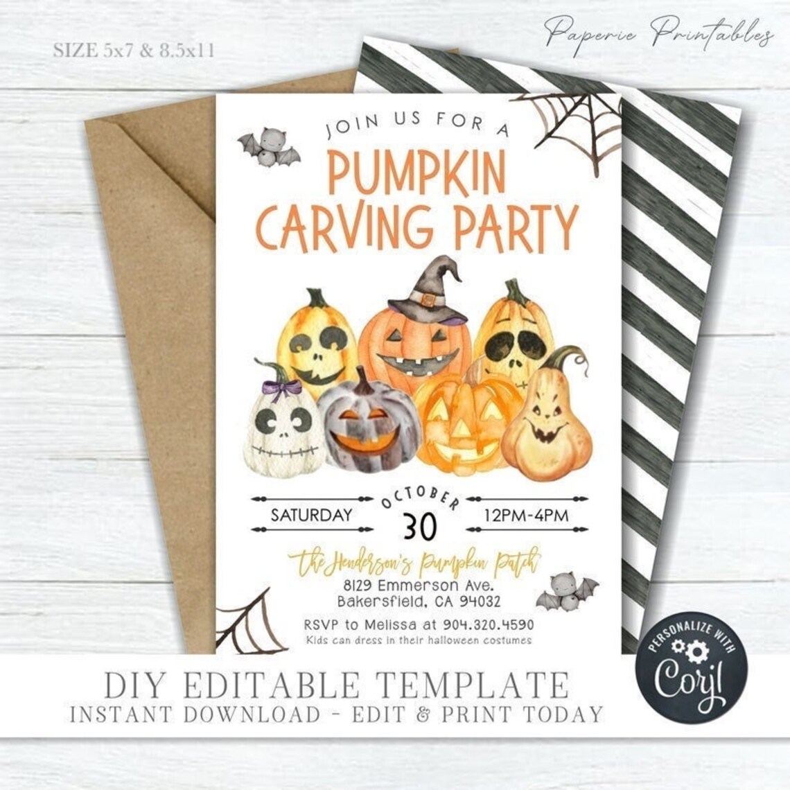 EDITABLE Pumpkin Carving Party Invitation Halloween Party - Etsy