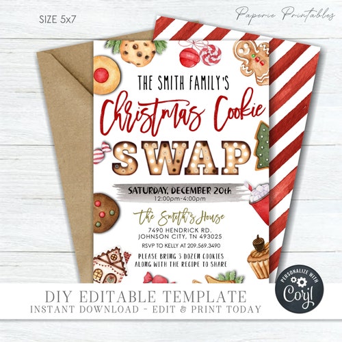 Cookie Swap Invitation Template Christmas Cookie Exchange - Etsy