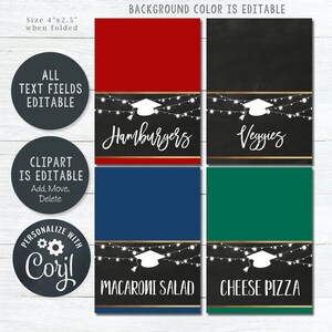 EDITABLE Graduation Food Tents, Graduation Decoration Food Tents ...