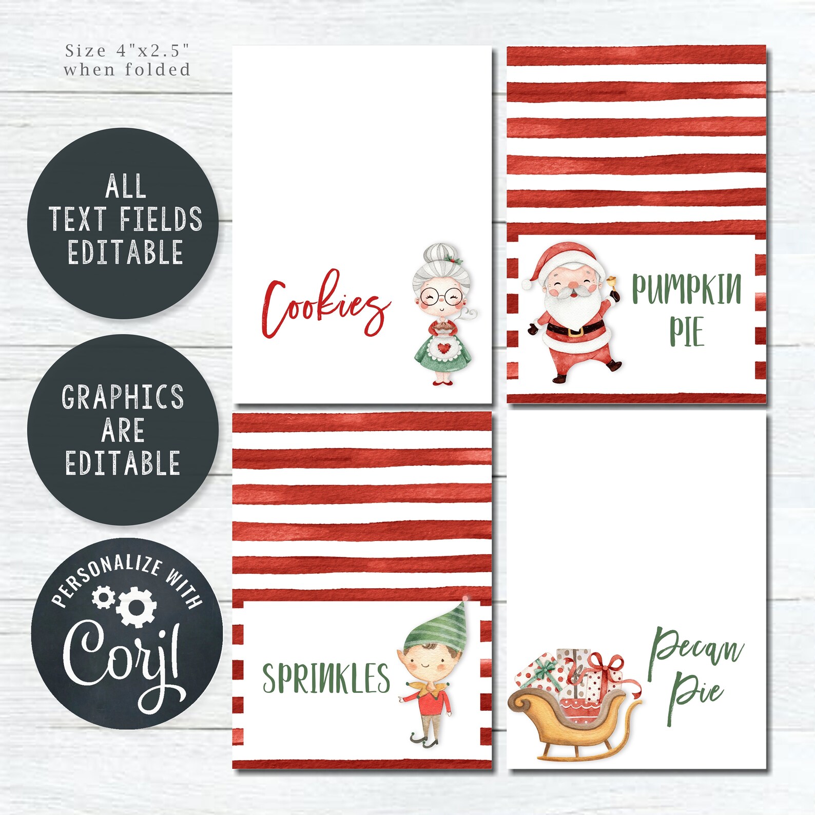 EDITABLE Christmas Party Food Tent Labels Dessert Table | Etsy