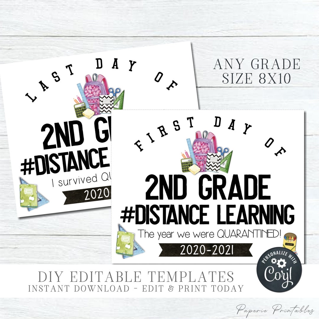 EDITABLE First Day of School Sign, First day of Distance Learning ...