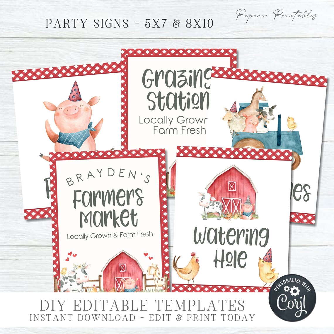 EDITABLE Farm Party Signs DIY Barnyard Party Signs Grazing - Etsy
