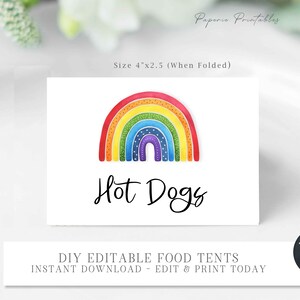 EDITABLE Rainbow Party Food Labels, Rainbow Food Table Sign, Rainbow ...