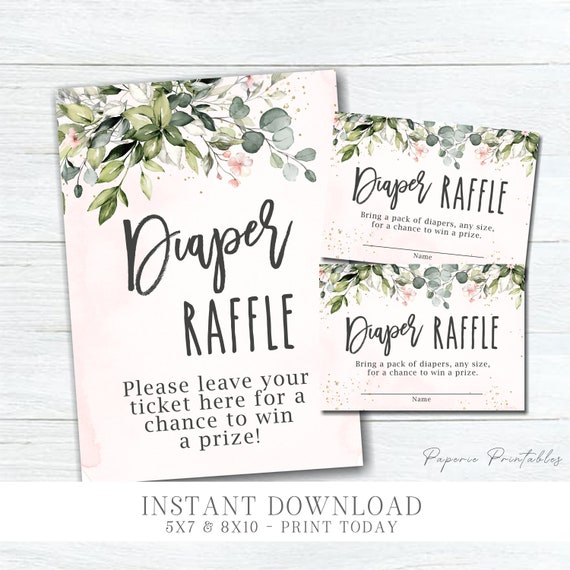 Boho Greenery Baby Shower Diaper Raffle Baby Shower Diaper | Etsy