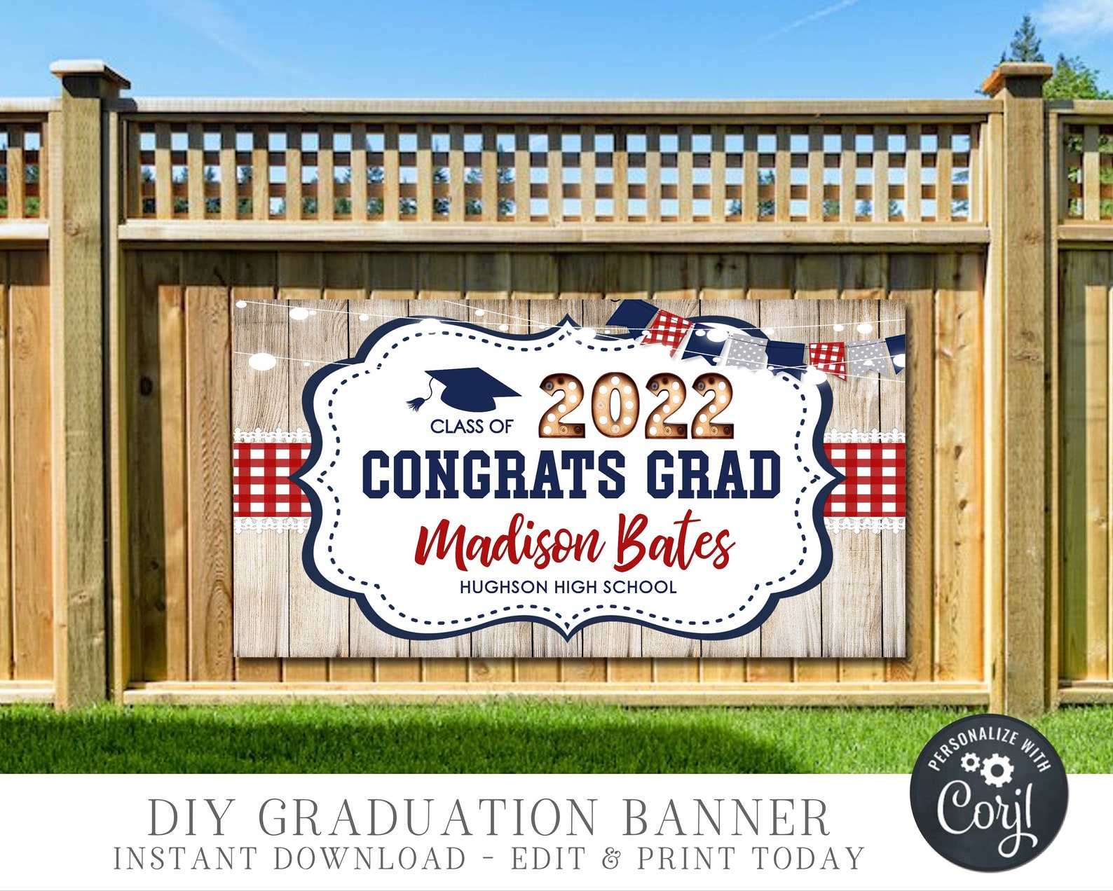 EDITABLE Graduation Backdrop Graduation Banner Class of 2022 - Etsy