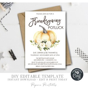 EDITABLE Thanksgiving Feast Invitation Thanksgiving Dinner Template ...