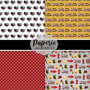 Firefighter Scrapbook Paper: 50 Digital Papers & Clipart (8.5x11 ...