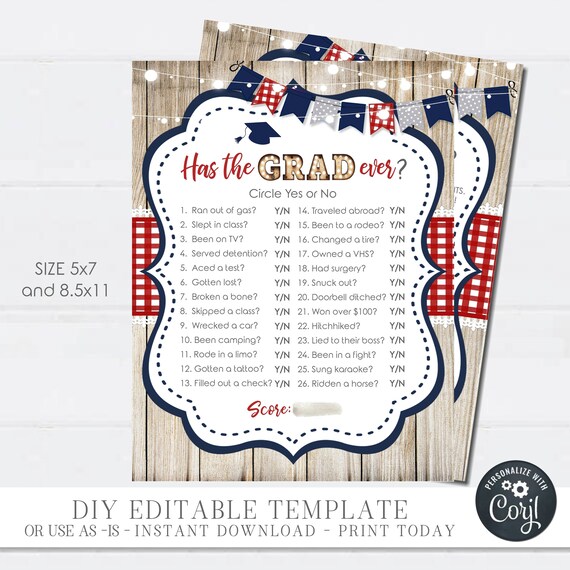 Editable Has the Grad Ever Graduation Party Game Graduation | Etsy