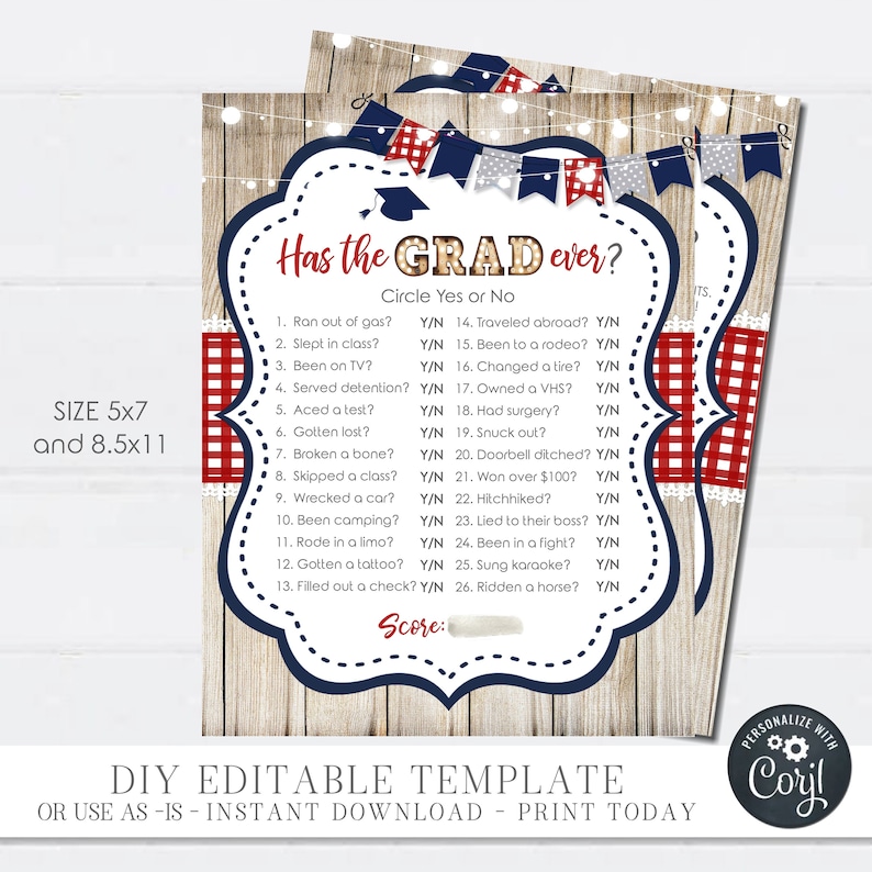 Editable Has the Grad Ever Graduation Party Game Graduation - Etsy