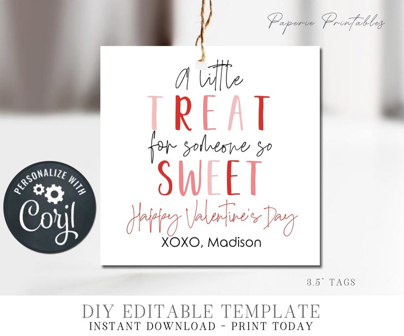 Editable Valentine's Day Gift Tag A Little Treat for - Etsy