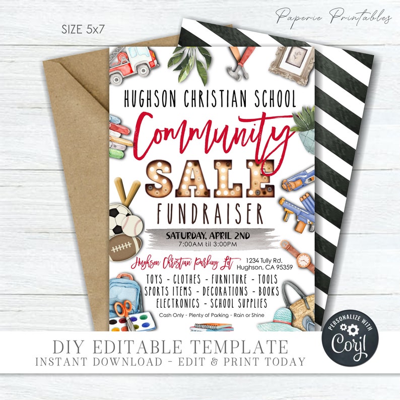 EDITABLE Yard Sale Flyer Garage Sale Flyer Rummage Sale - Etsy