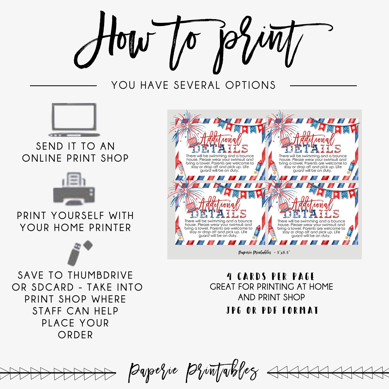 Editable 4th of July Insert Cards Additional Details | Etsy