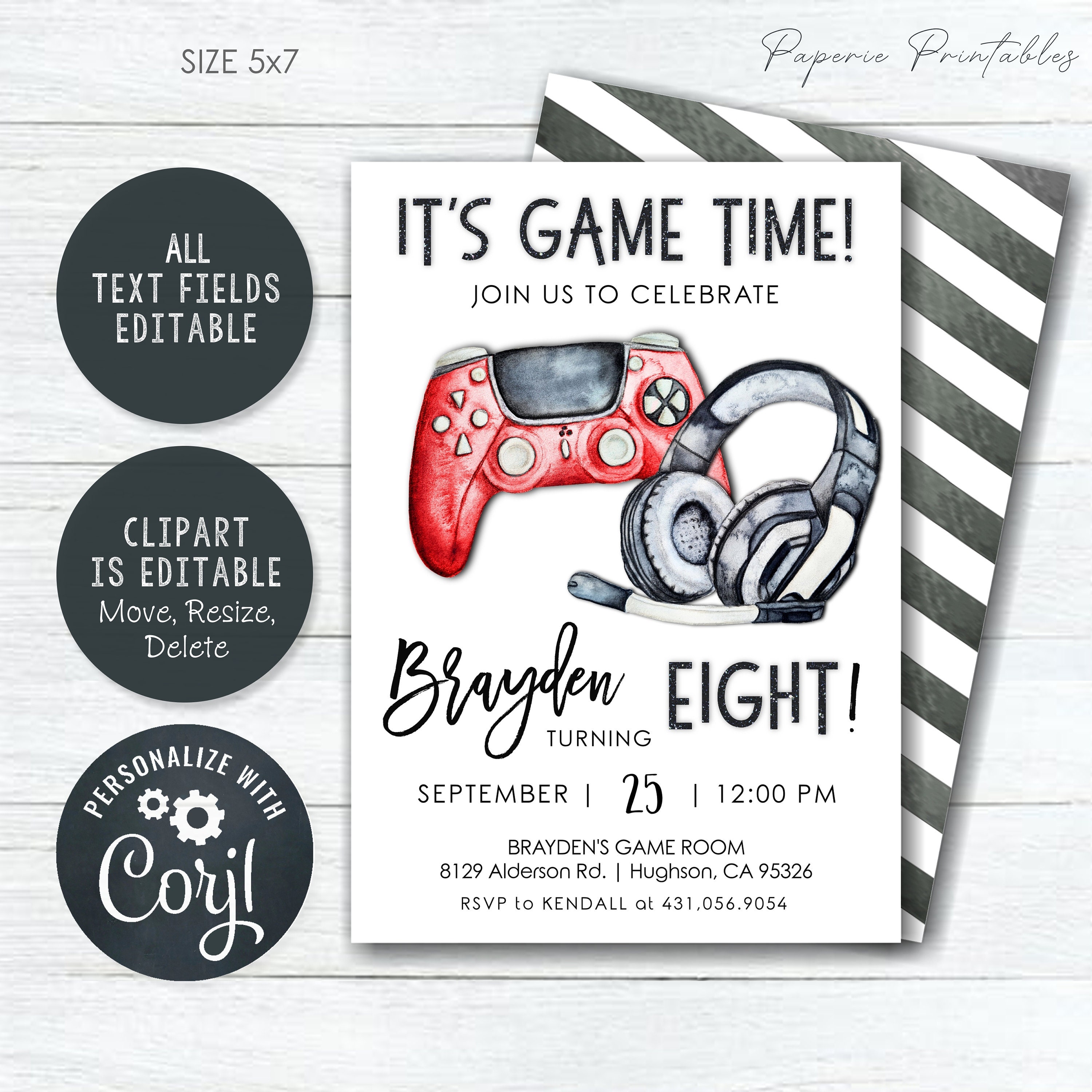 EDITABLE Boy Gaming Birthday Invitation Video Game Birthday - Etsy Hong ...