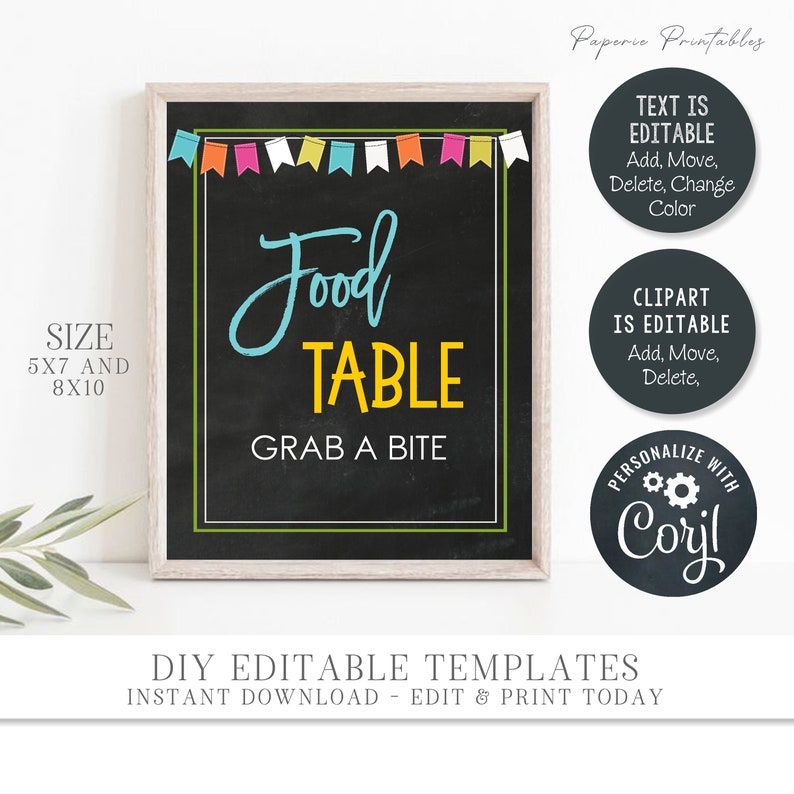 EDITABLE Birthday Party Food Tent Labels Chalkboard Food - Etsy
