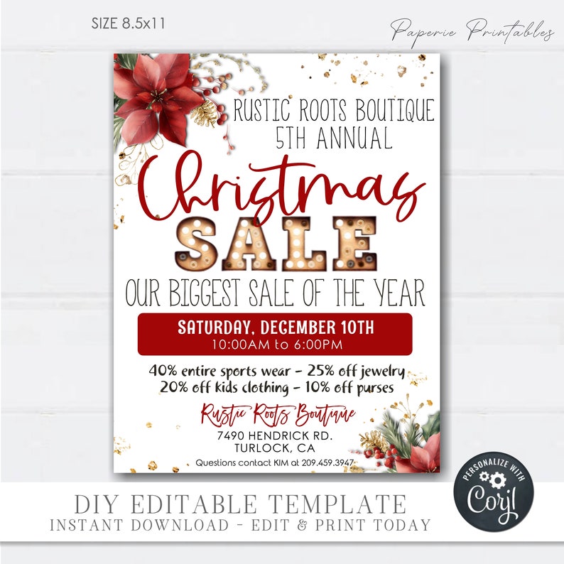 EDITABLE Christmas Sale Flyer Holiday Sale Flyer Christmas - Etsy