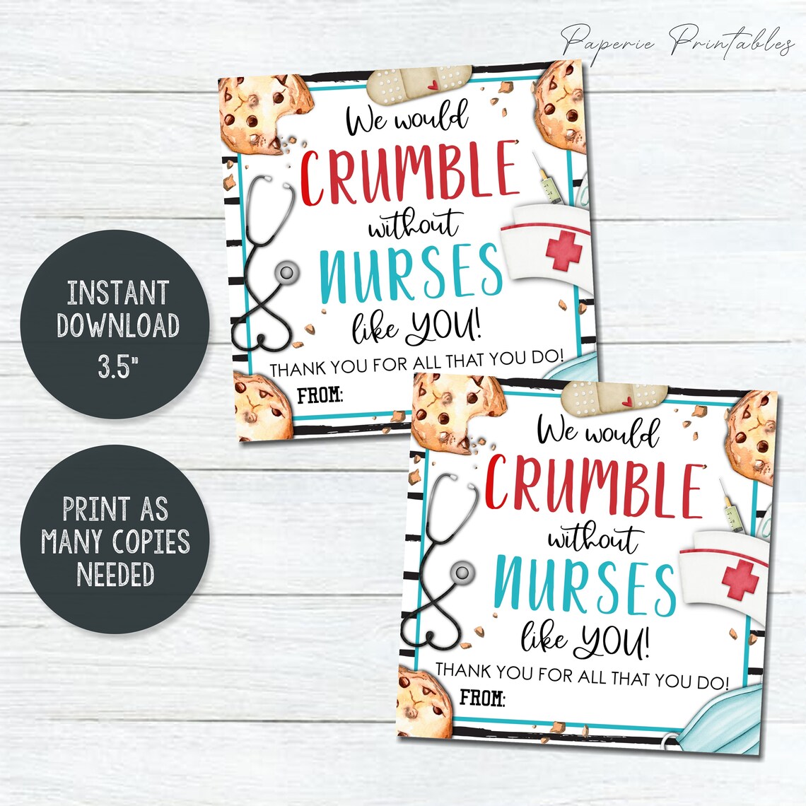 Editable Cookie Nurse Appreciation Gift Tags (DIY Wcorjl) #NAF11 - Etsy