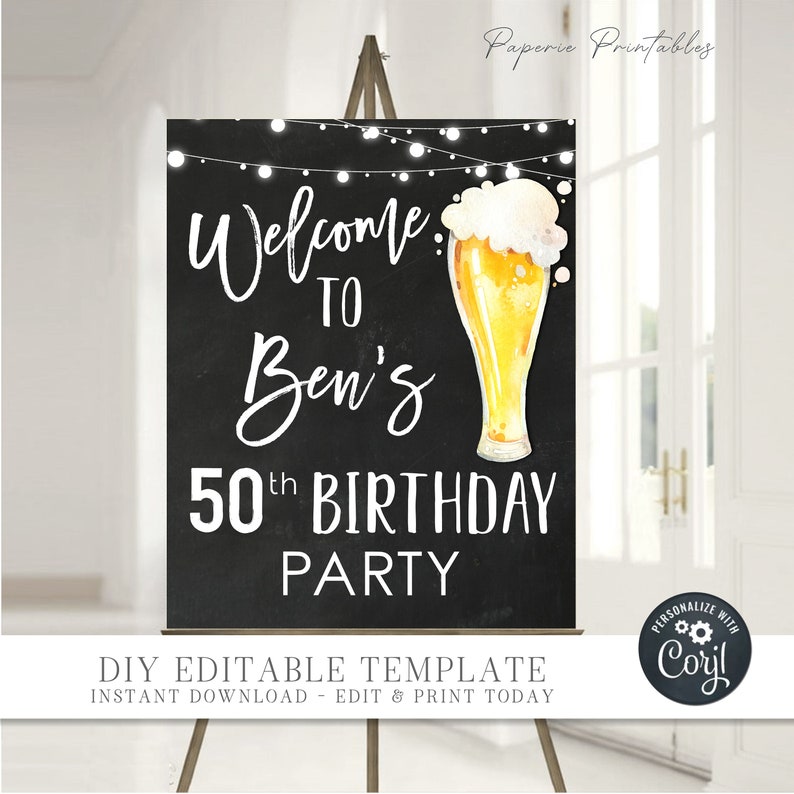 Editable Cheers and Beers Sign Welcome Sign Party Decoration - Etsy