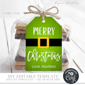 Editable Christmas Gift Tags, Elf Christmas Gift Tags, Elf Gift Labels ...