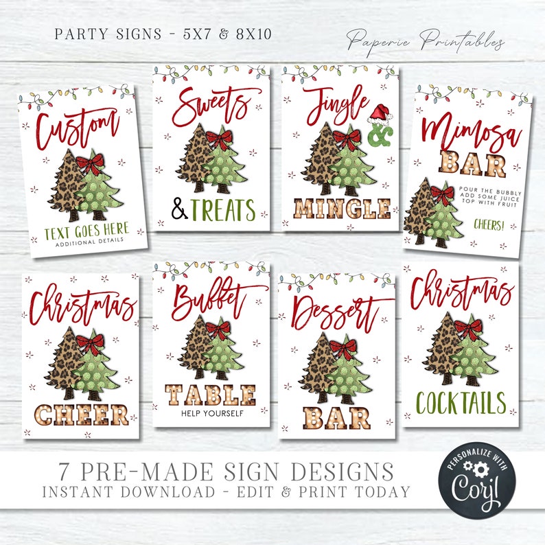 Editable Christmas Party Signs: Holiday Decor (DIY Corjl) #CP01 - Etsy