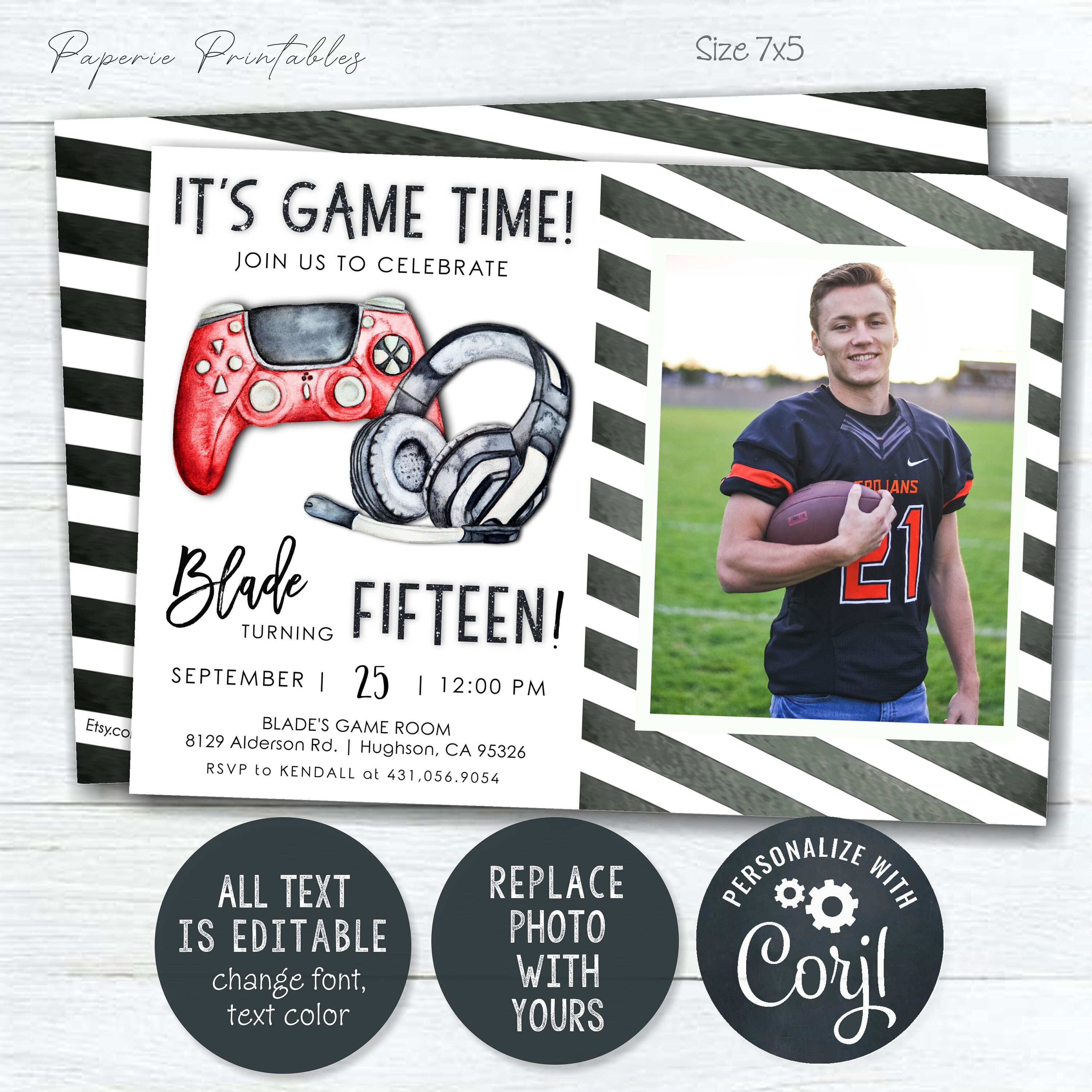 EDITABLE Boy Gaming Birthday Invitation Video Game Birthday - Etsy Hong ...