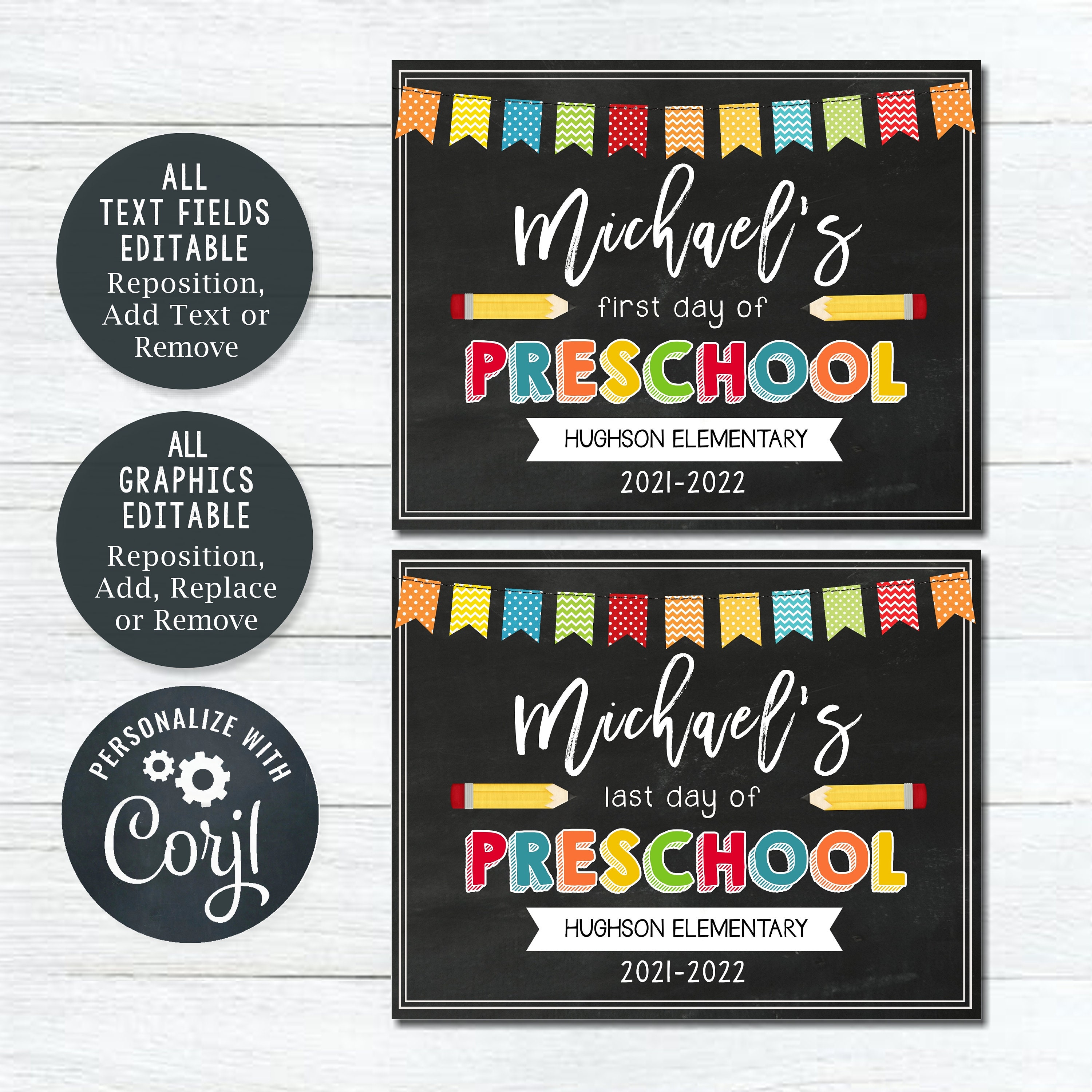 EDITABLE First and Last Day of School Sign First day of | Etsy
