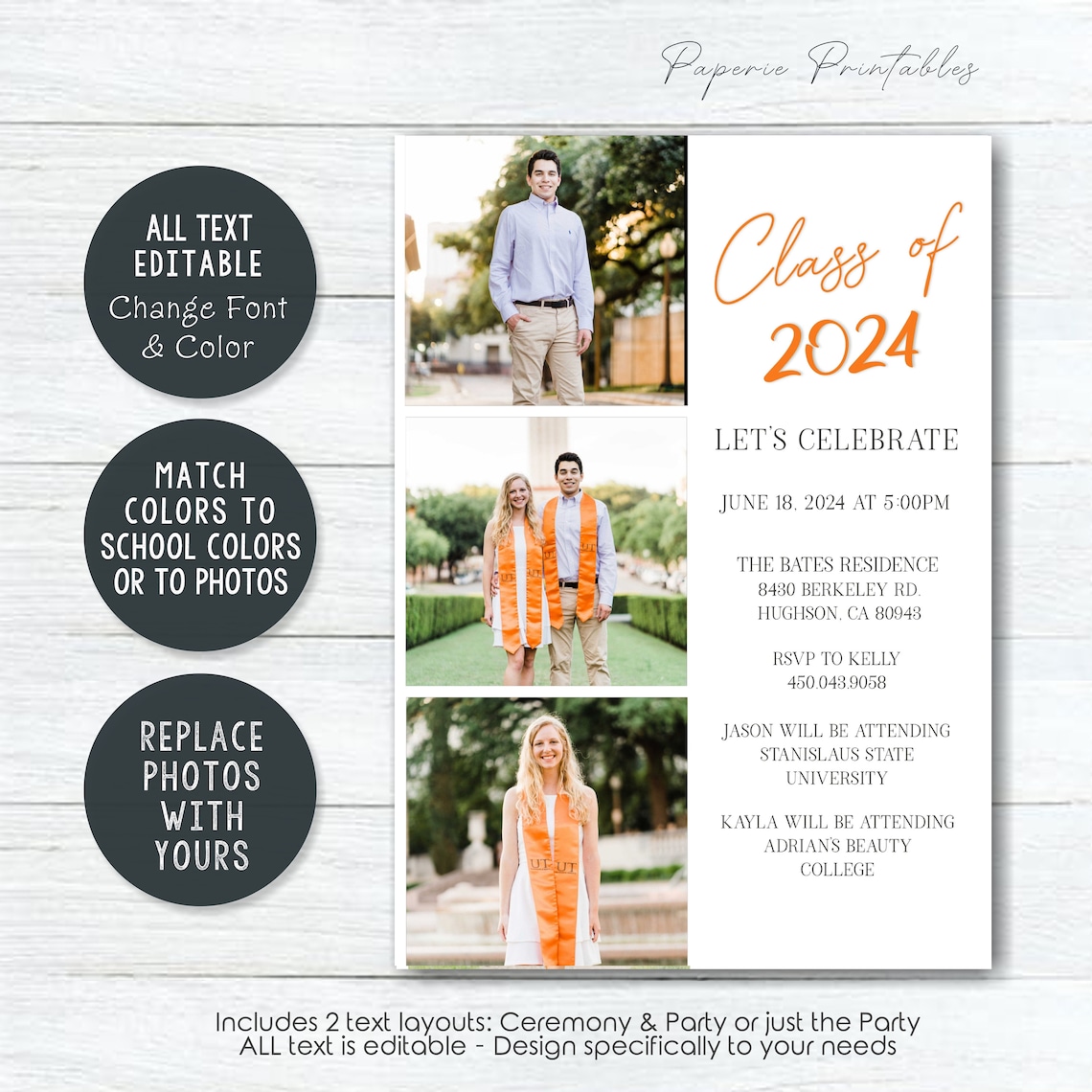 Editable Graduation Party Invitation: Class of 2024 (digital Download ...