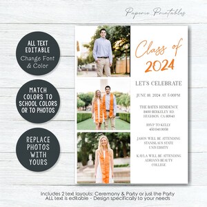 Editable Graduation Party Invitation: Class of 2024 (digital Download ...