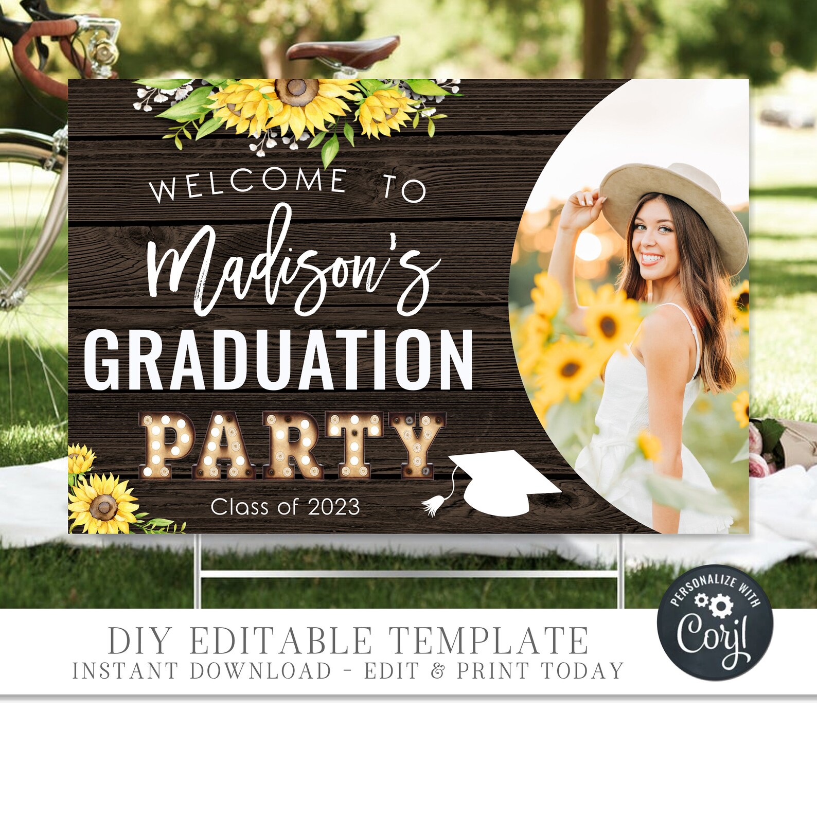 EDITABLE Sunflower Graduation Welcome Sign Sunflower - Etsy