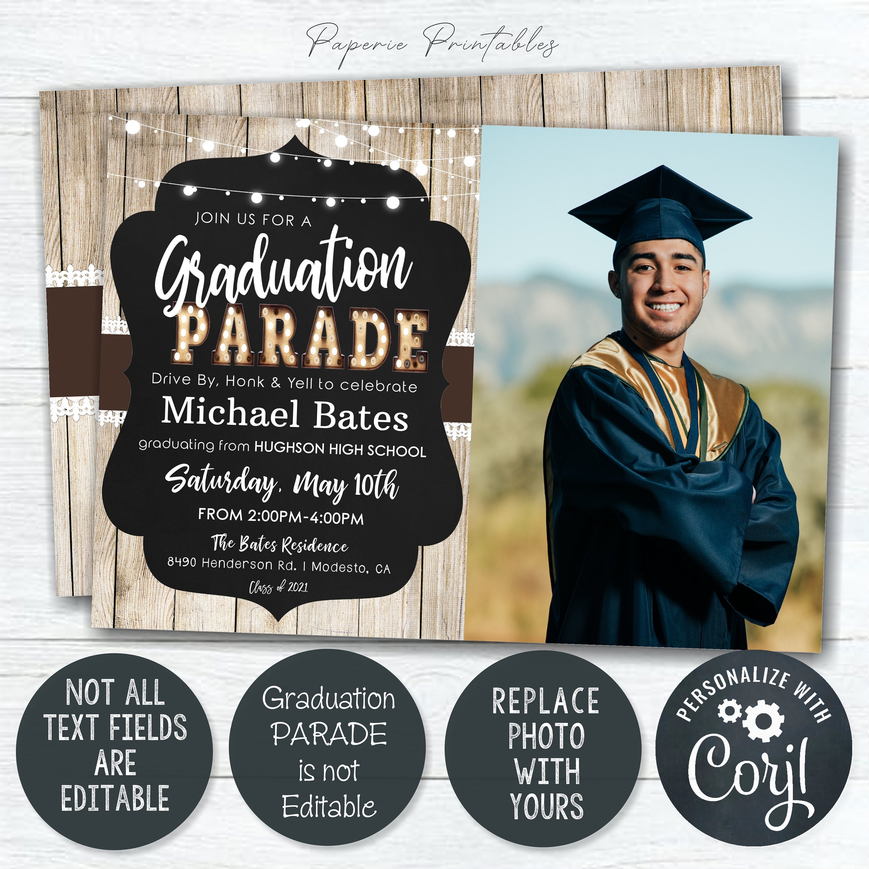 EDITABLE Graduation Parade Invitation Drive by Graduation - Etsy