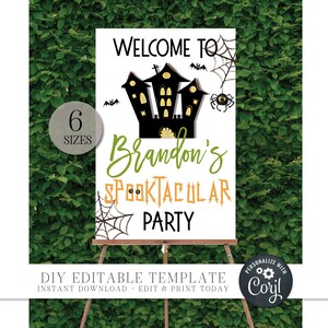 Editable Halloween Birthday Party Welcome Sign, DIY Halloween Party ...