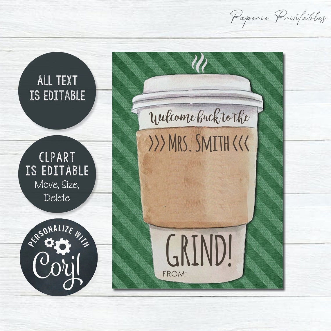 EDITABLE Welcome Back to the GRIND First Day of School - Etsy