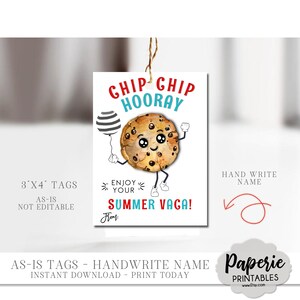 EDITABLE Chip Chip Hooray It is Summer VACAY, End of School Teacher ...