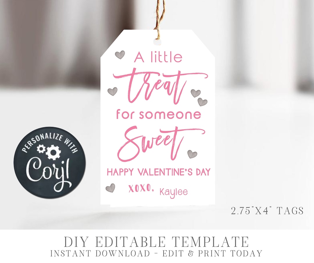 EDITABLE Valentine's Day Favor Tags, Valentine Day Card, Happy ...