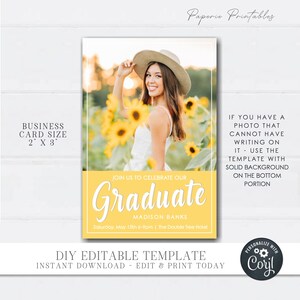 EDITABLE Graduation Party Business Cards, Class of 2023 Graduation ...