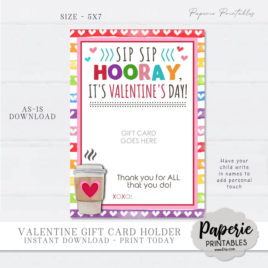 Valentine's Day Teacher Gift Card Holder, Thanks a LATTE Gift Card ...